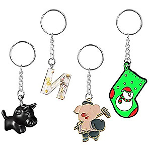 150PCS Sliver Keychain Rings Kit, 50PCS Key Chain Rings with Chain and 50PCS Open Jump Ring with 50PCS Screw Eye Pins for Crafts and Jewelry Making