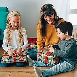 CENTRAL 23 Safari Wrapping Paper - Baby Animal Wrapping Paper - 6 Sheets Of Birthday Gift Wrap - For Birthday Boys and Girls - Comes with Fun Stickers Vegan Ink