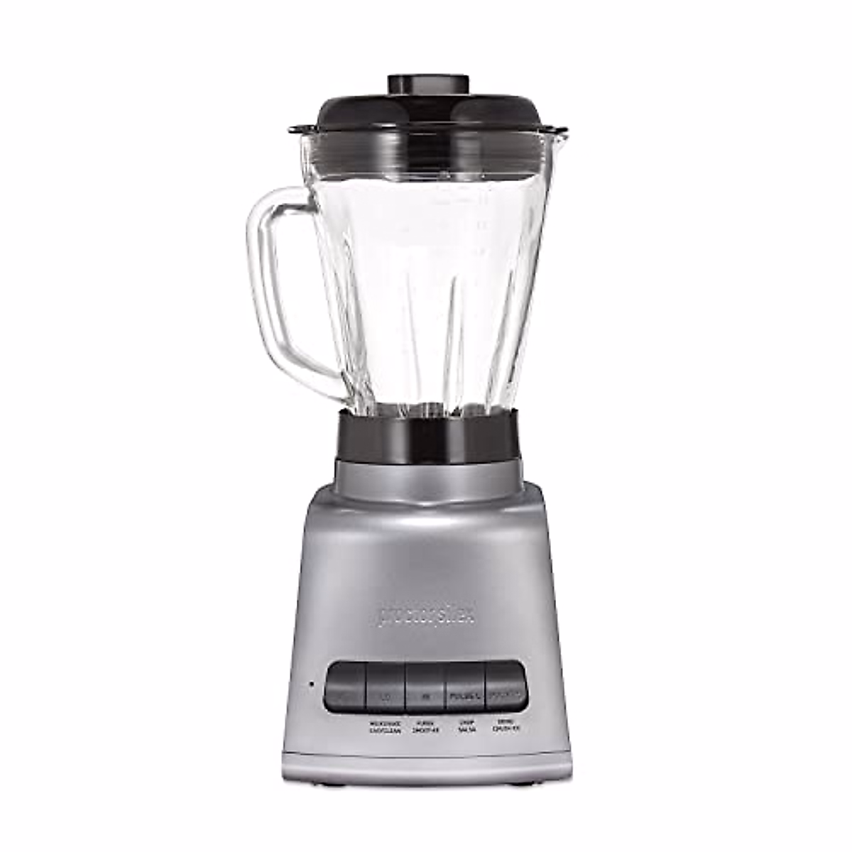 Proctor Silex PowerHouse 950 Watts Blender with 12 Functions for Puree, Ice Crush, Shakes and Smoothies, 52 oz. BPA Free MultiBlend Glass Jar, Black & Silver (53560)