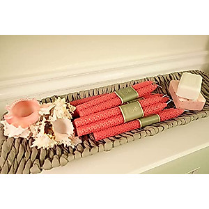 Twigs & Birch Tall Taper Candles Pack (14 Pink Beeswax Candles) – 7 Pairs of 100% Natural Canadian Beeswax Taper Candles – Smokeless Air-Purifying Burn - 9 inch Long Candles, Natural Colors