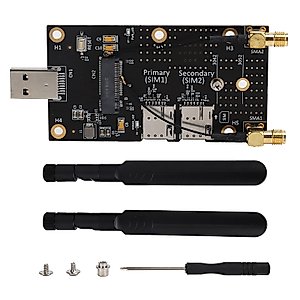 NGFF (M.2) to USB 3.0 Adapter with Dual SIM Card Slot for 3G/4G/5G Module with Antenna, Support M.2 Key B Card Size of Type 3042/3052