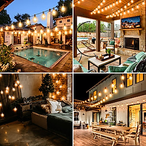 116FT Solar String Lights Outdoor Waterproof with Remote and USB Port, 53 Edison Bulb Outdoor Solar Powered Dimmable String Lights for Outside Patio, Backyard, Garden, Porch, Balcony