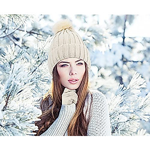 Women Beanie Hats Winter Gloves, Soft Knit Warm Hat and Gloves Sets, Lady Earmuffs Cap,Beanie Hats for Women Young Girls (one Size, Dark Gray (hat & Gloves))