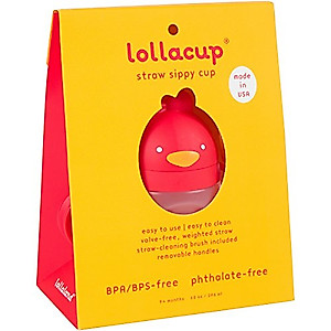 Lollaland Weighted Straw Sippy Cup for Baby:MADE IN THE USA - Transition Kids, Infant & Toddler Sippy Cup (6 months - 9 months) | Shark Tank Products | Lollacup (Red) w/ Straw Replacement Pack