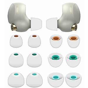 6 Pairs Replacement Ear Tips Buds for WF-1000XM5 / WF-1000XM4 / WF-C700N / WF-C500, Eartips Earbuds Flexible Soft Silicone Rubber Skin Accessories Compatible with Sony WF-1000XM5 - S/M/L White