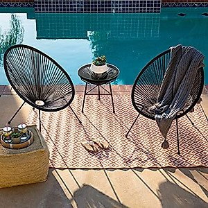 Best Choice Products 3-Piece Outdoor Acapulco All-Weather Patio Conversation Bistro Set w/Plastic Rope, Glass Top Table and 2 Chairs - Black