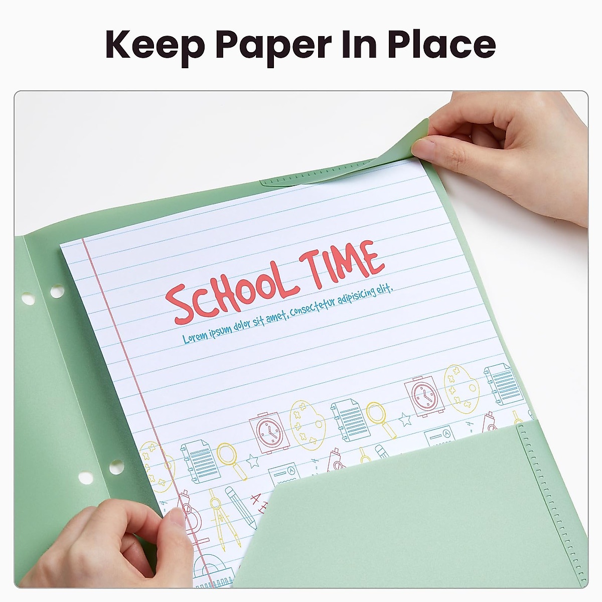 Sooez Plastic Pocket Folders with Reference Guide, 5 Pack Heavy Duty Folders with Pockets, 4 Pocket Folders with Pockets 3 Hole Punched, Stores Well in 3-Ring Binders, 5 Primary Colors