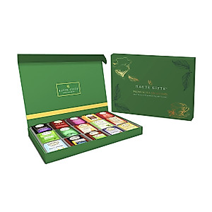 Tea Bags Sampler Assortment Variety Pack Gift Box 45 Count Tea Bags & 10 Honey Sticks - Perfect Variety - English Breakfast, Green, Black, Herbal, Chai Tea and more (Green)