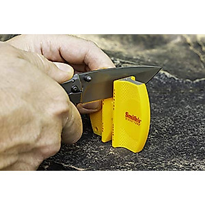 Smith's 50264 Adjustable Manual Knife Sharpener Grey/Yellow & CCKS 2-Step Knife Sharpener