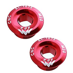 Saipe 2 Pcs Bicycle Crank Screws M20 Crank Arm Screws Crank Fixing Bolt Aluminum Alloy CNC Crankset Screws for MTB Mountain Road Bike Riding (Red)