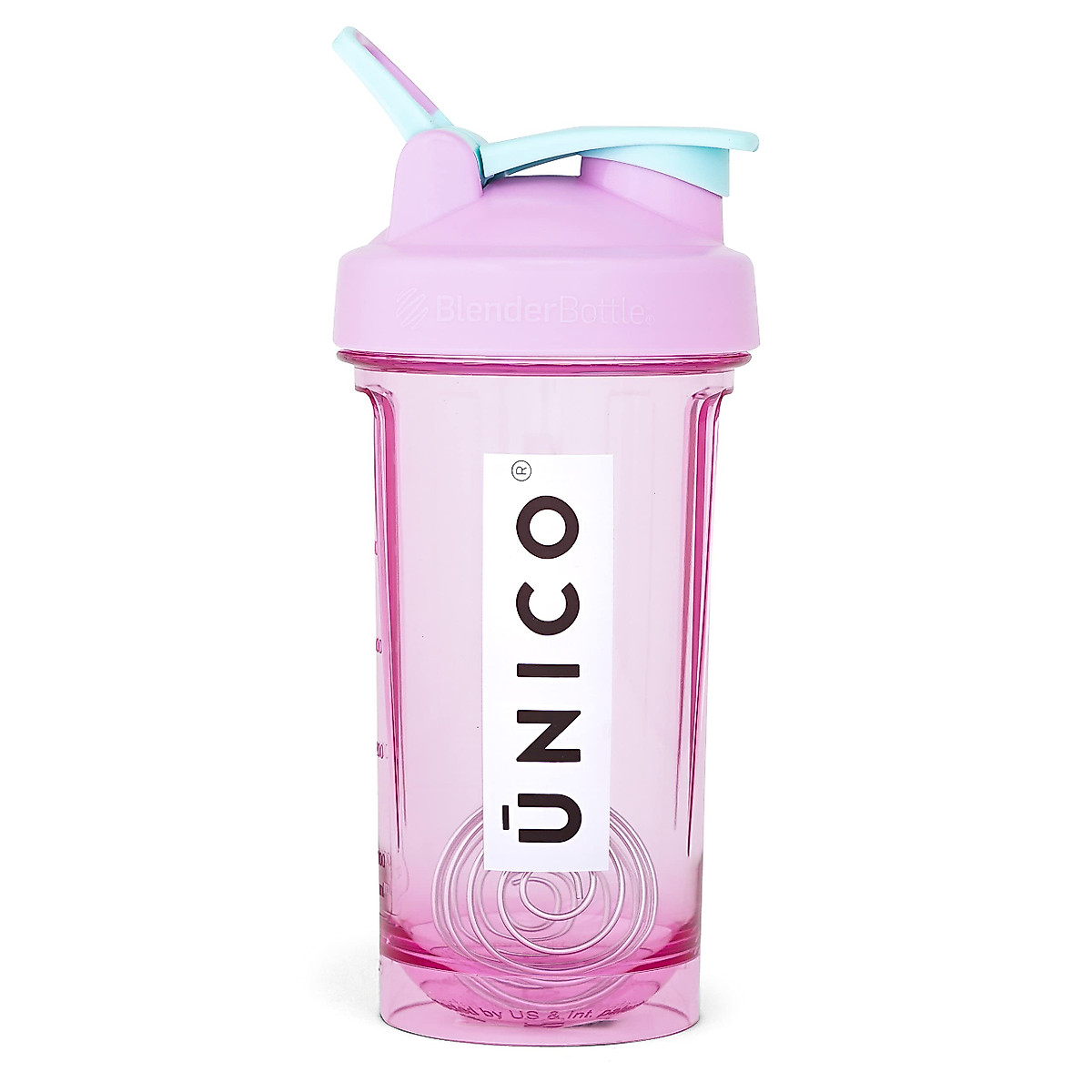 UNICO Crystal Purple Shaker Bottle - 24 oz - Extra-Durable | Leak-Proof | Tritan Plastic BPA-Free | Curved Bottom for Easy Cleaning | Cute Shaker Bottles | Protein Shaker w/Mixing Ball