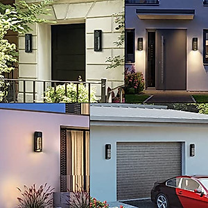 DOCIUEON Indoor Outdoor Wall Lights, Modern Farmhouse Gooseneck Barn Light, Exterior Lighting Fixture Outside Wall Sconce for Porch, Entryways, Patio,Garage 2 Pack (Black(2pk))