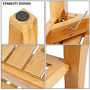 Hossejoy Bamboo Shower Bench Seat Wood Spa Bath Luxury Organizer Stool Shower Chair with Storage Shelf, Perfect for Indoor or Outdoor (19''x10.2''x17.7'')