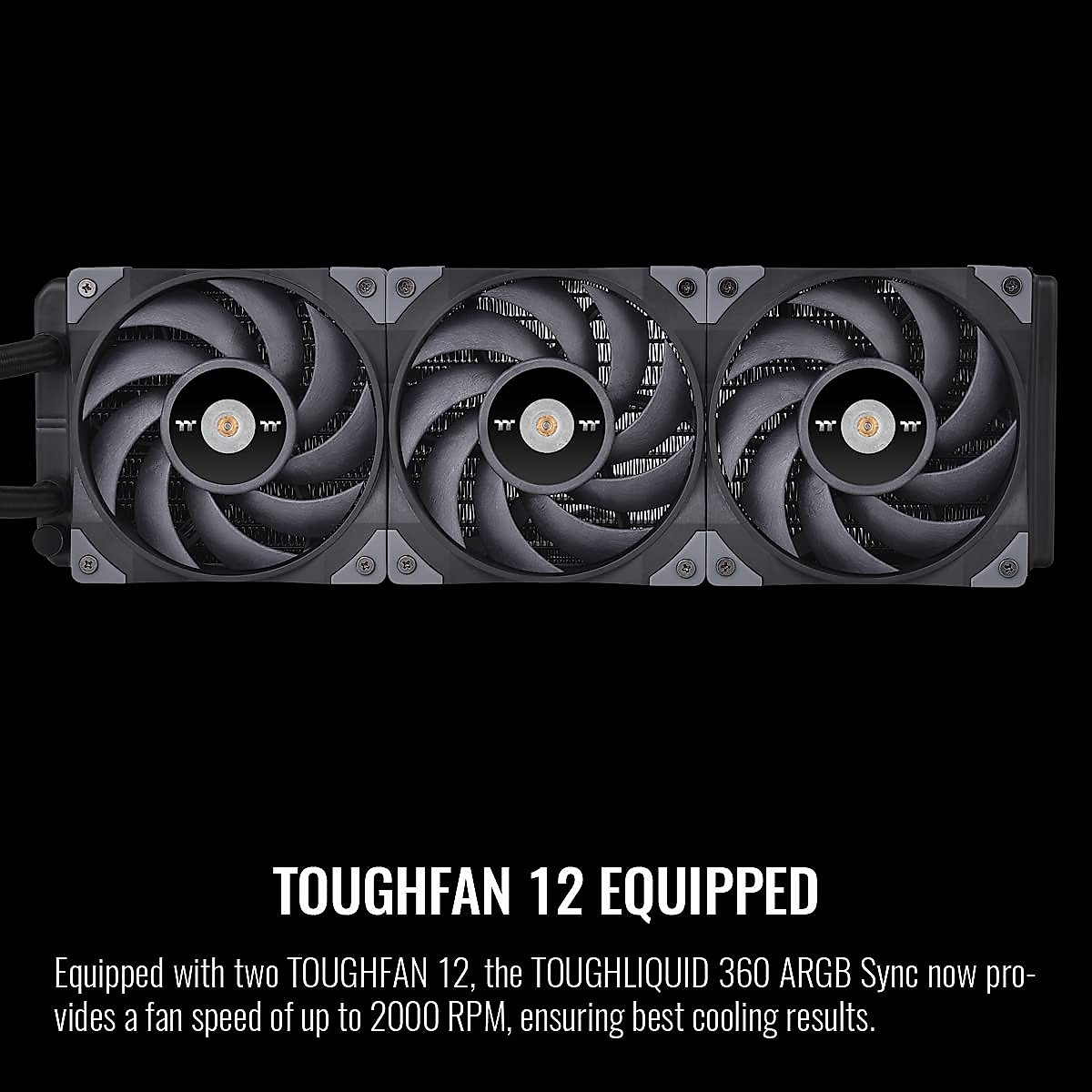 Thermaltake TOUGHLIQUID 360 ARGB Motherboard Sync All-in-One Liquid CPU Cooler, AMD (AM4) / Intel (LGA 1200), 360mm High Efficiency Radiator CL-W321-PL12BL-A, Black