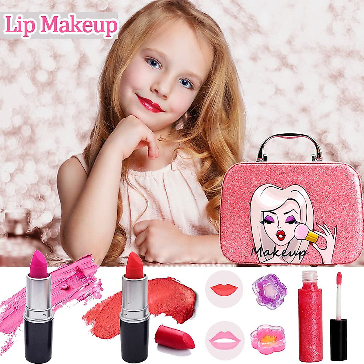 Washable Kids Makeup Girl Toys - Real Kids Makeup Kit for Girls Make Up Set for Child Toddler Children Princess Christmas Birthday Gifts Present for 4 5 6 7 8 9 10 Year Old Girls Gift