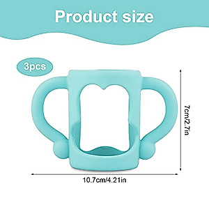 3pcs Baby Bottle Handles for Dr Brown Narrow Baby Bottles, Soft Silicone Baby Bottle Holder with Easy Grip Handles Bottle Holder for Baby Self Feeding (Pink, Green, Blue)