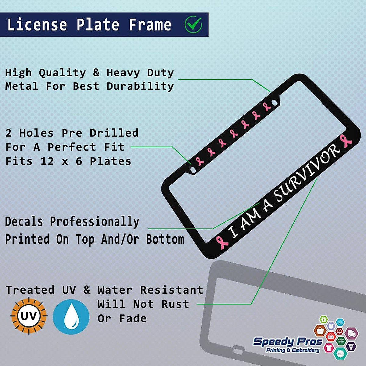 Speedy Pros Bumble Bee Zinc Metal License Plate Frame Car Auto Tag Holder - Black 2 Holes