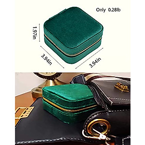 ilycase Velvet Jewelry Box,Travel jewelry Box organizer,Earring Organizer with Mirror,Jewelry Travel Case,travel jewelry box (Green)