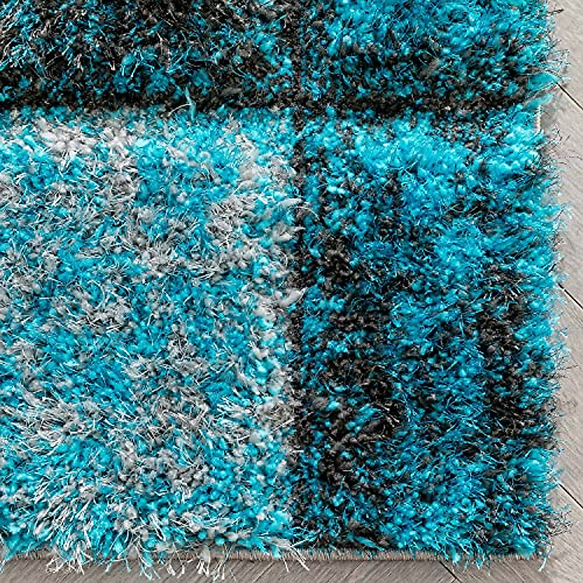 Well Woven Kizi Teal & Grey Abstract Geometric Area Rug 5x7 (5'3" x 7'3")