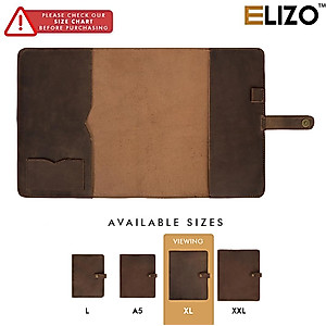 Elizo Leather Notebook Cover XL - Cahier Cover - Leather Journal Cover - Planner Cover - Leather Composition Notebook Cover - Refillable Notebook Cover - Leather Bible Cover - Fits 7.5 x 10