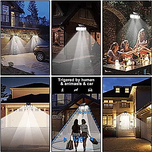 Wind Star Solar Lights Outdoor with Motion Sensor,Solar Motion Lights Solar Flood Lights Waterproof Solar Spotlight Adjustable 3 Heads for Front Door Patio Garden Garage