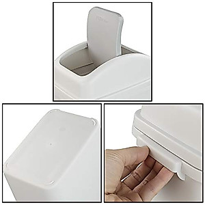 Asking 1.8 Gallon Small Trash Can with Swing-top Lid, Plastic Garbage Bin, Grey