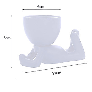 Lsaardth Cute Succulent Planters with Drainage - Humanoid Ceramic Succulent Pots Small Flower Pot Bonsai Planters PotCactus Pots for Home Desk Decor (White)