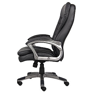 Boss Office Products B9331 High Back Executive Chair with Pewter Finsh in Black