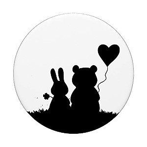 Cute Sweet Bunny and Bear Love Couple Valentine's Day Rabbit PopSockets PopGrip: Swappable Grip for Phones & Tablets