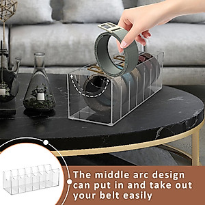 Acrylic Belt Organizer for Closet,Belt Holder for Drawer,Belt Rack Storage Organizer For Men,Clear Tie Organizer Holder Rack Wall Mount with 7 Compartments for Bow Cosmetics Bracelets Jewelry