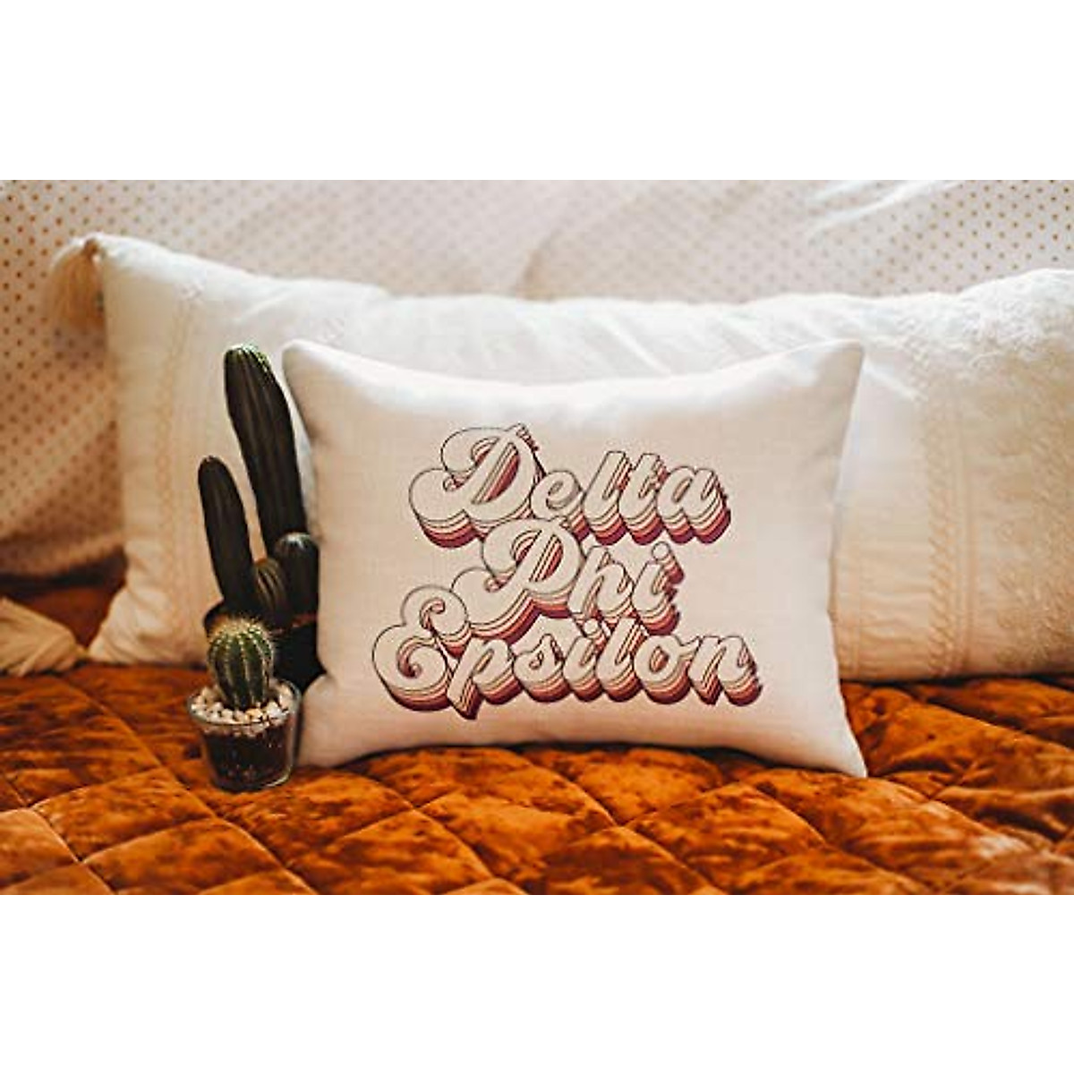 Sorority Shop Delta Phi Epsilon Pillow – Retro Design, 12" x 16" Lumbar Pillow Sorority