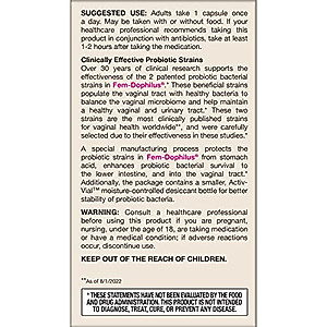 Jarrow Formulas Fem-Dophilus - 5 Billion Organisms Per Serving - 60 Veggie Capsules - Women’s Probiotic - Urinary Tract Health - Up to 60 Servings (Pack of 12)