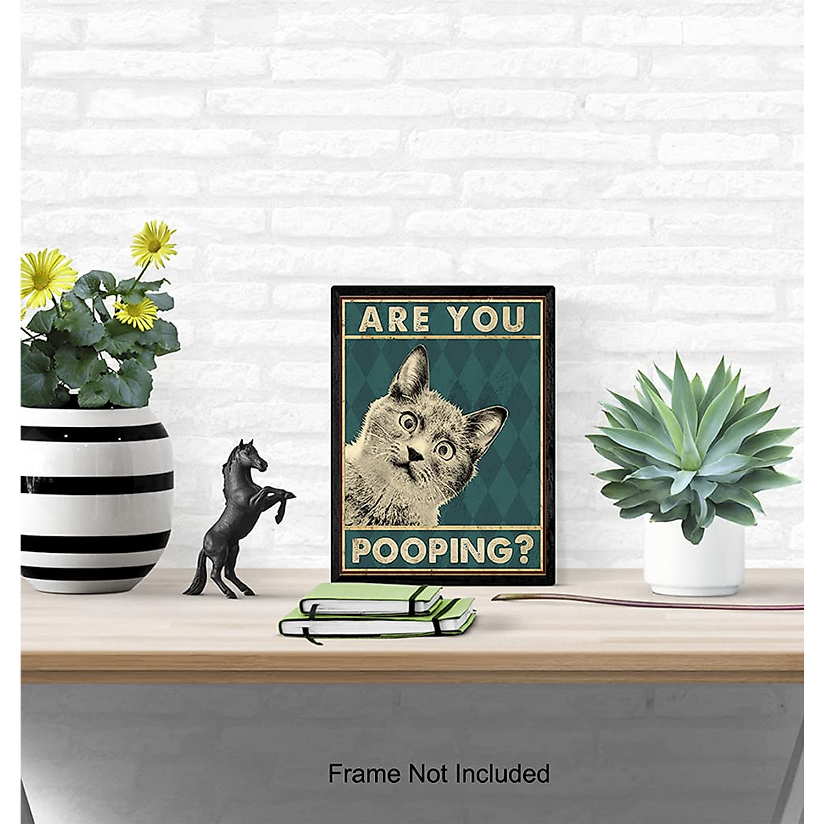 Funny Cat Bathroom Decor - Bathroom Wall Decor - Guest Bathroom Wall Art Pictures for Women, Men, Kids - Modern Bath Accessories - Cute Restroom Sign - Powder Room Decorations - Butt Napkins Poster