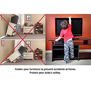 Baby Safety Metal TV Straps Furniture Anti-Tip Straps Heavy Duty Strap All Flat Screen TV/Furniture 2 Pack