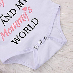 IWOKA 3Pcs Newborn Baby Girl Short Sleeve Letters Romper Jumpsuit+Pant Shorts+Headband Bodysuit Outfit (White, 6-12Months)