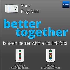 YoLink Smart Plug with Energy Monitoring, 1/4 Mile World's Longest Range Smart Home Mini Outlet Works with Alexa Google Assistant IFTTT Remote Control Home Appliances Anywhere, YoLink Hub Required