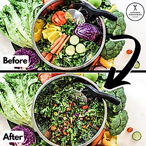 Salad Chopper Blade and Bowl – Stainless Steel Salad Cutter Bowl with Chef Grade Mezzaluna Salad Chopper – Ultra-Fast Salad Prep by Kitchen Hackables