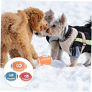 MERRYHAPY 3pcs Teething Ball Toys Teething Toy Squeaky Animal Chewing Toys Fetch Toys for Large Dogs Pet Chew Toys Balls for Dogs Rubber Balls Dog Balls Dog Sound Toy Emulsion Puppy