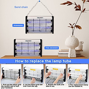 Electric Bug Zapper Indoor Insect Killer with Replacements Bulbs 20W Blue Light Powerful 2800V Attract Fly and Mosquito Traps with Circuit No Load Protection Outdoor Plug in Pest Control (4 Pcs)