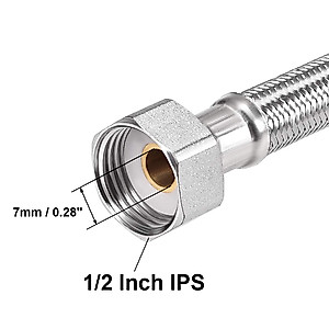 uxcell Faucet Supply Line Connector G1/2 Female x G1/2 Male 24 Inch Length 304 Stainless Steel Hose 2Pcs