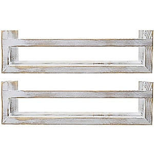 Sorbus Floating Shelves - Rustic Floating Book Shelves Wall Mount Wooden Hanging Ledge Storage Shelf Organizer for Kids Room Baby Nursery Decor, Living Room Playroom, Bathroom, Bedroom etc, Set of 2