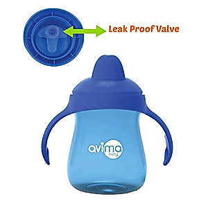 Avima Baby 9 oz Trainer Sippy Cups, Blue (Set of 2)