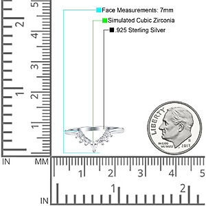 Blue Apple Co. Simulated Cubic Zirconia Size-6 Curved Art Deco Eternity Stackable Wedding Band Engagement Bridal Ring Round CZ 925 Sterling Silver