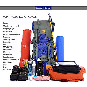 Bseash 60L Internal Frame Waterproof Hiking Camping Backpack with Rain Cover, Large Outdoor Sport Travel Daypack Rucksack