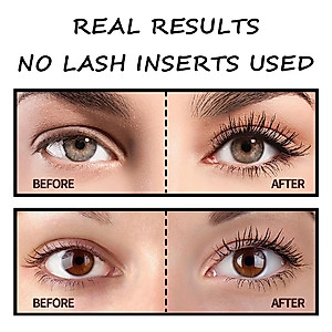 Waterproof Mascara Black with Eyelash Comb Set, Natural Mascara Black Volume and Length for Makeup - Lengthening, Volumizing, Long-Lasting