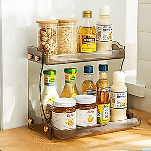 2-Tier Organizer Countertop, Clear Kitchen Spice Rack Cosmetic Organizer , Vanity Perfume Storage Tray, Counter Storage Shelf for Bathroom, Kitchen, Living Room, Bedroom, Dressing Table
