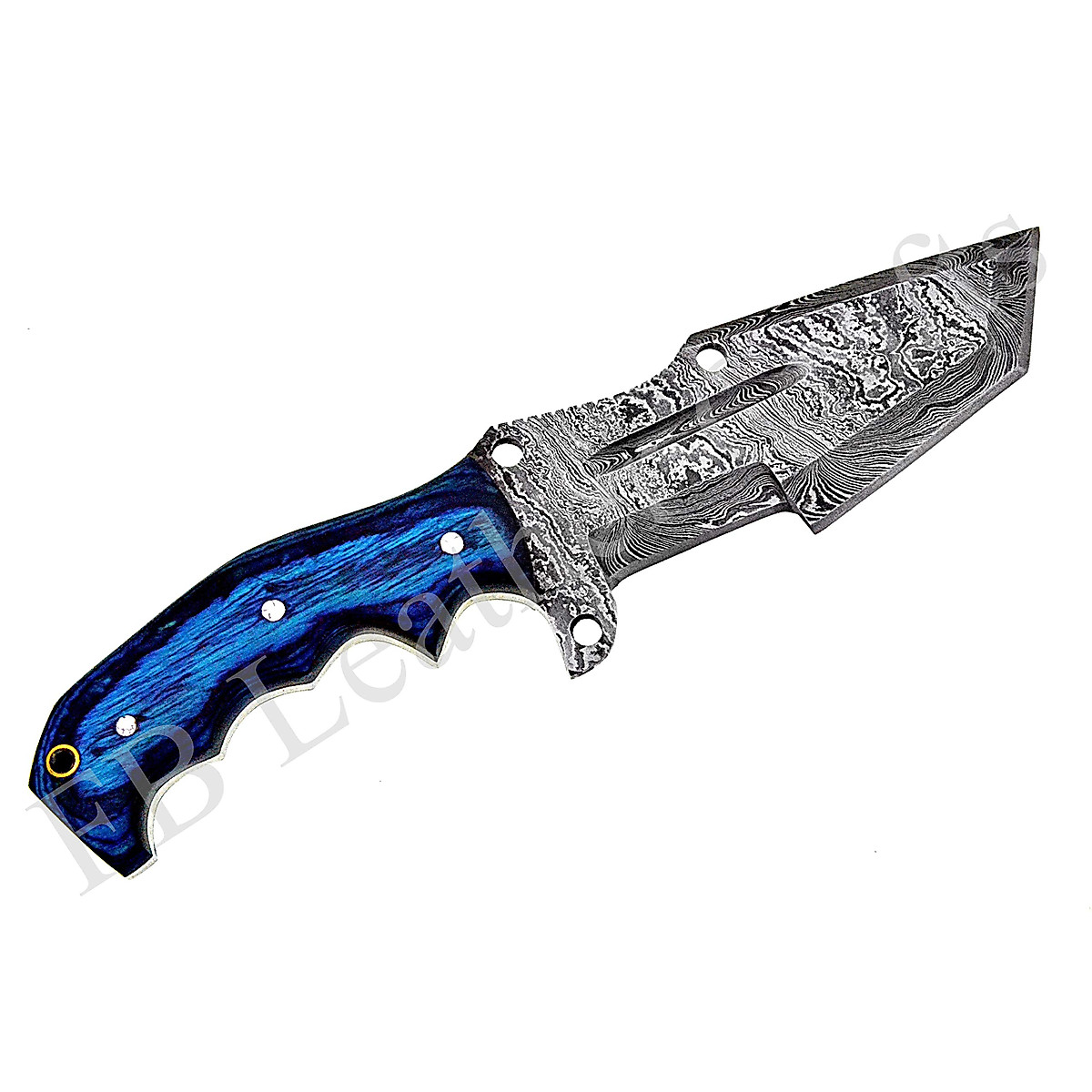 Tactical Combat Custom Made Damascus Steel Hunting Knife/Tracker Knife FBK-15315 Blue (Blue Wood)