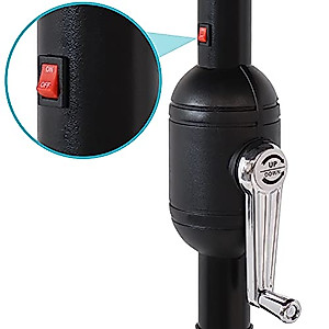 Sunnydaze 9-Foot Outdoor Patio Market Umbrella with Solar LED Lights, Crank and Push Button Tilt - Backyard, Garden, Pool and Deck Shade - Aluminum Pole and Polyester Canopy - Red