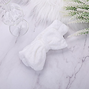 Molain Spa Headband, Bowknot Hair Bands Makeup Headbands Women Coral Fleece Elastic Headband Washing Face Hair Wrap for Washing Face Shower Sports Beauty Skincare (White)