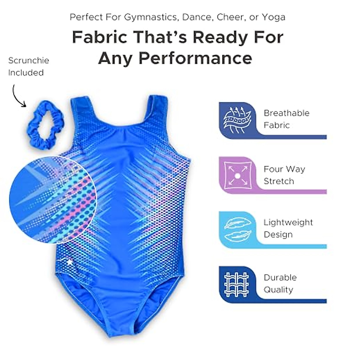 Destira Gymnastics Leotards for Girls, Tiger Stripe, Super Soft Leotards for Women and Girls with Matching Scrunchie, Gymnastics, Dance, Cheer, Yoga, and More, Adult X-Small